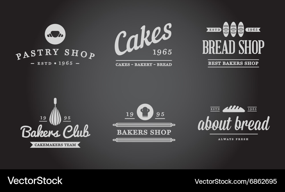 Set of bakery pastry elements and bread icons can Vector Image