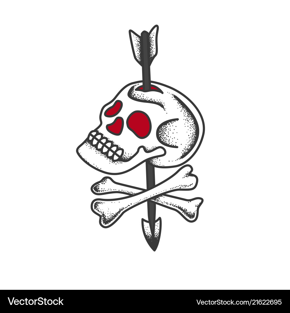 Skull and bones pierced by an arrow Royalty Free Vector