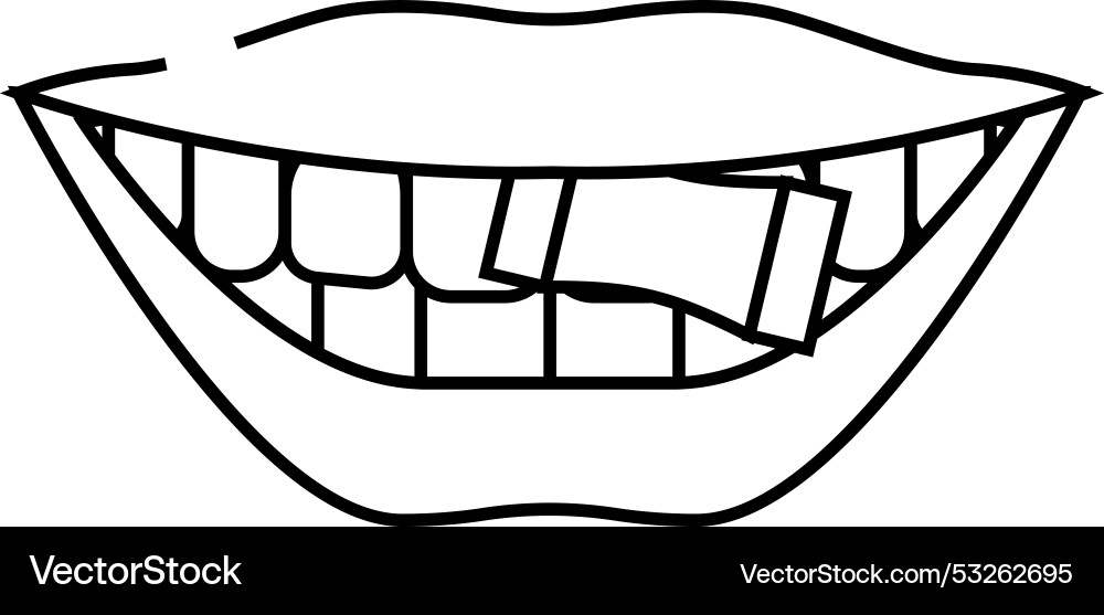 Snus nicotine mouth line icon Royalty Free Vector Image