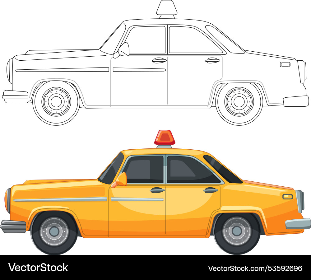 A yellow taxi cab Royalty Free Vector Image - VectorStock