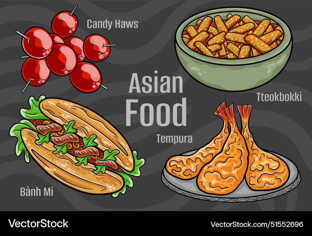 Asian food hand-drawn Royalty Free Vector Image
