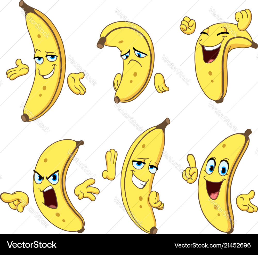 Banana cartoon set Royalty Free Vector Image - VectorStock