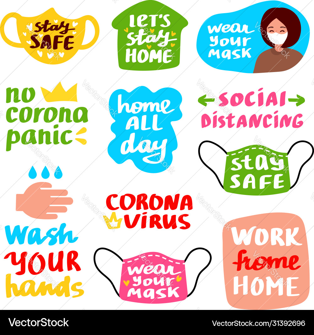 Corona virus lettering set Royalty Free Vector Image