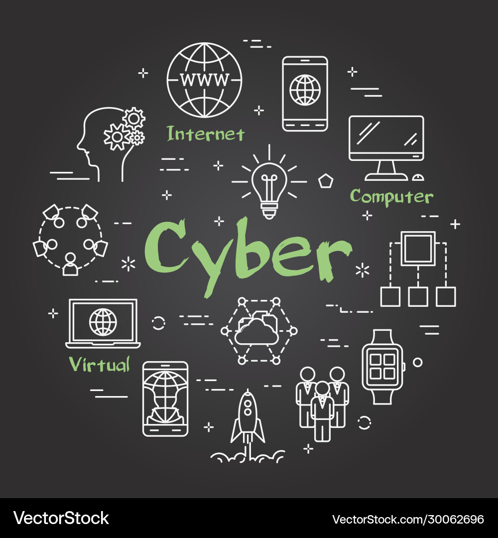 Cyber Technology Round Banner Royalty Free Vector Image