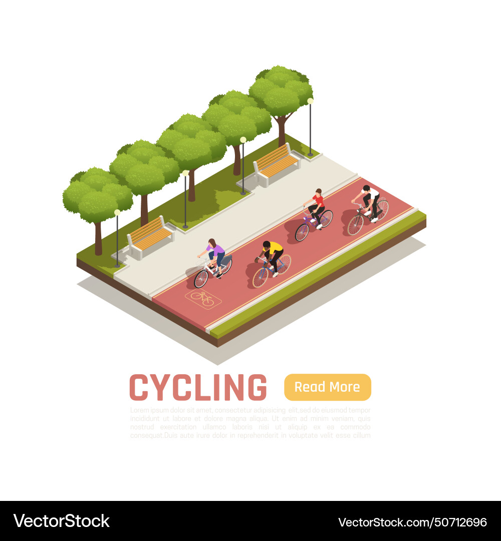 Cycling isometric background Royalty Free Vector Image