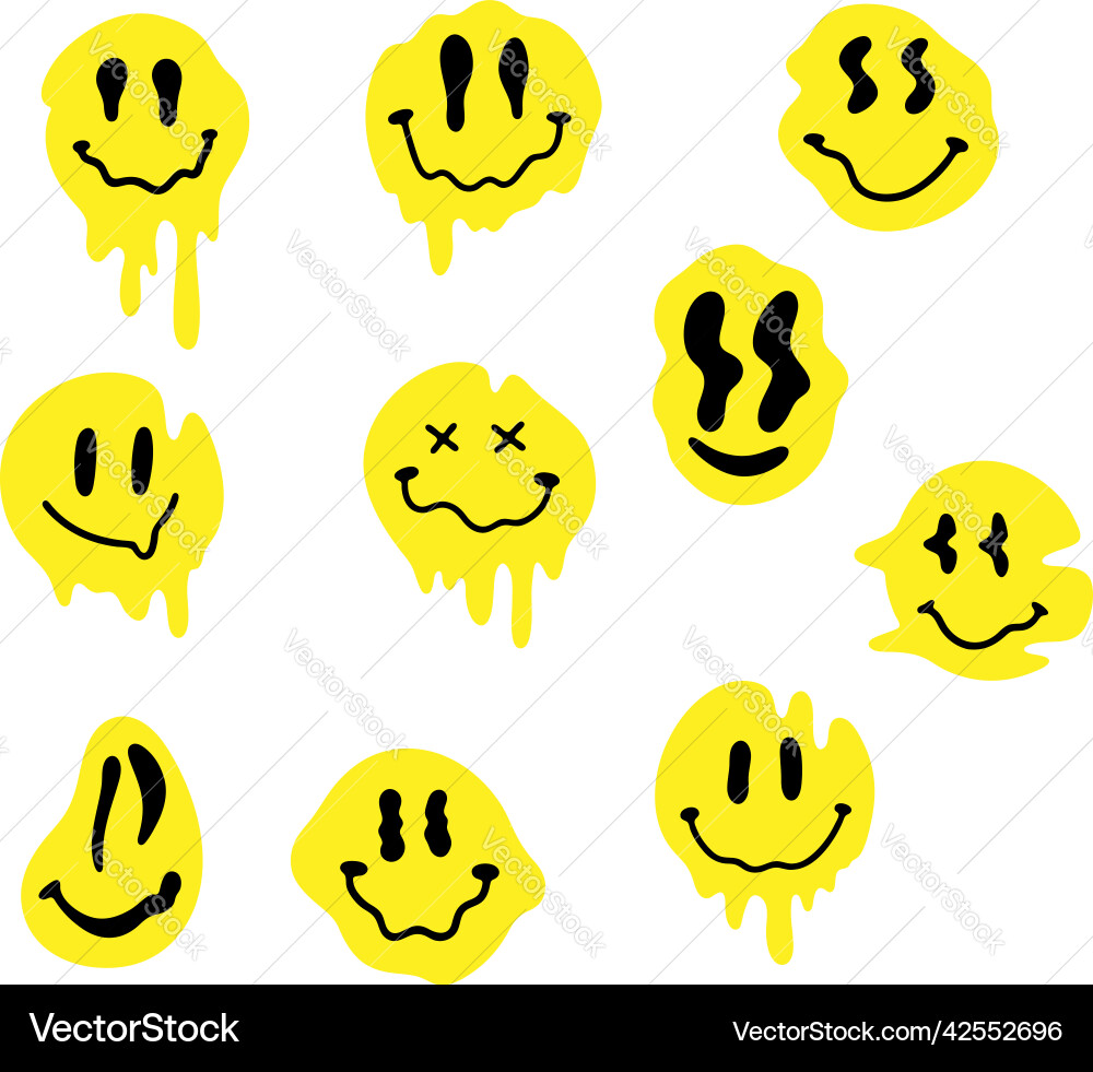 Dripping Smiley Faces Royalty Free Vector Image