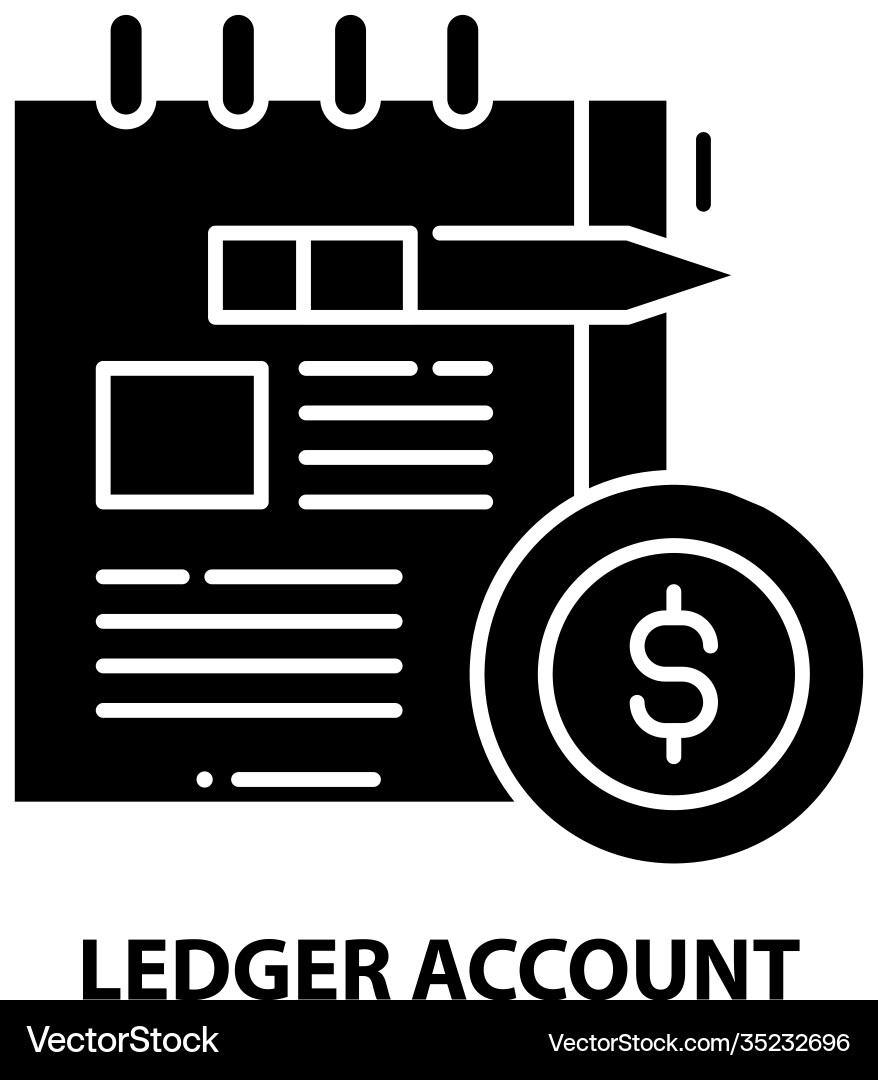 Ledger account icon black sign Royalty Free Vector Image
