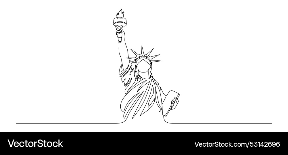 Liberty Statue - One Line Art Royalty Free Vector Image