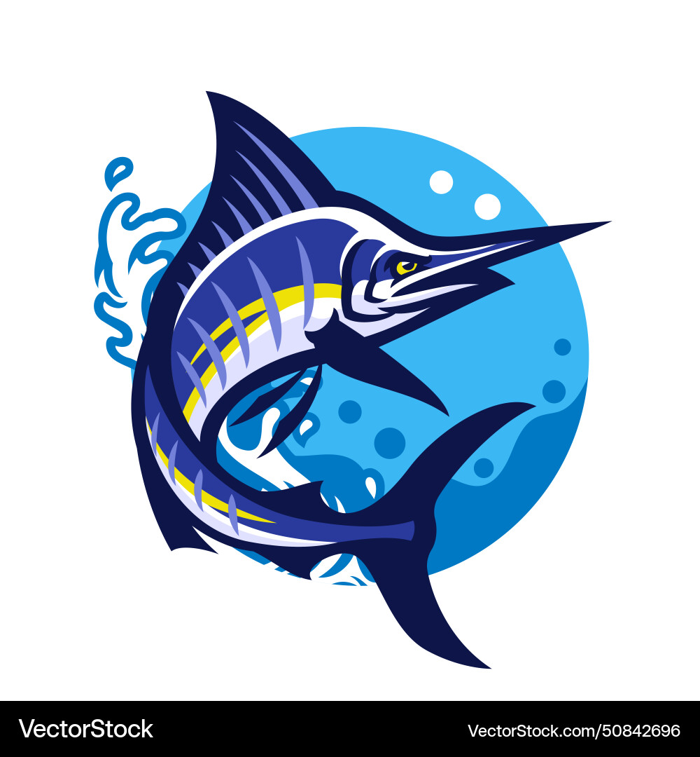 Marlin fish logo mascot design Royalty Free Vector Image
