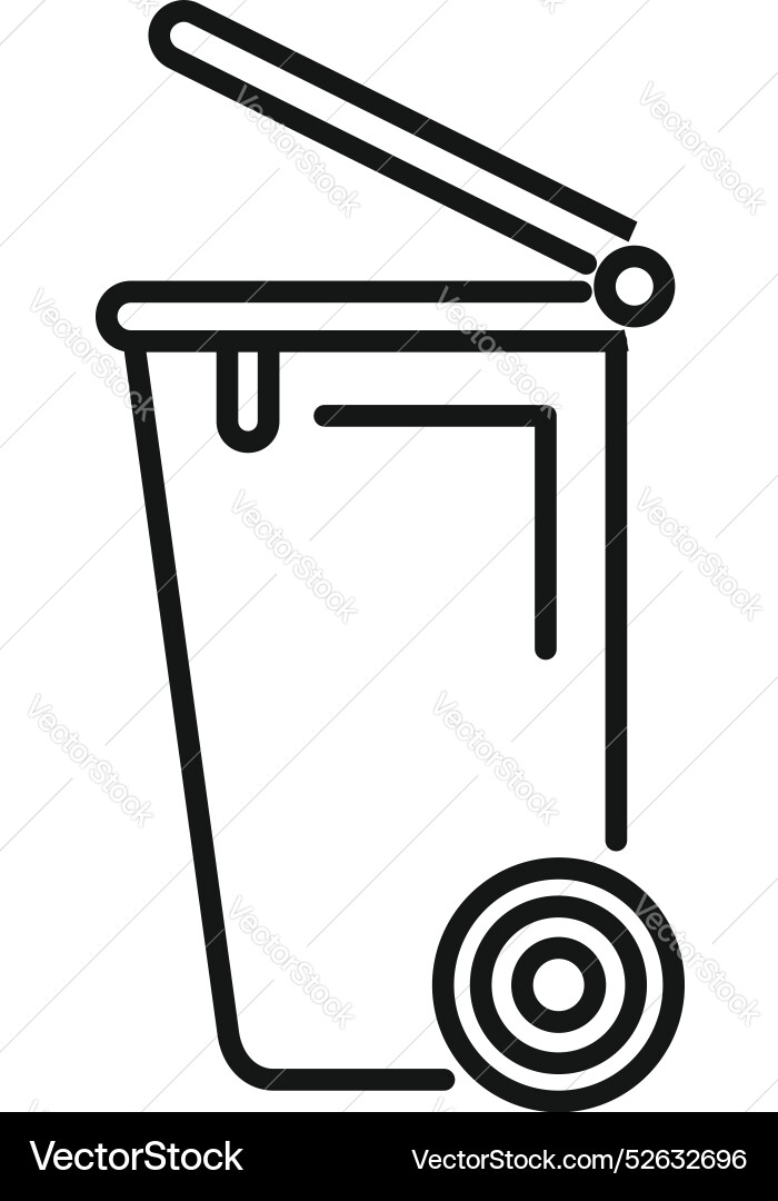 Open trash bin with one wheel is waiting Vector Image