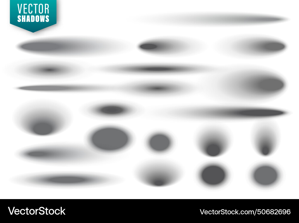 Realistic shadow effect round shadows collection Vector Image