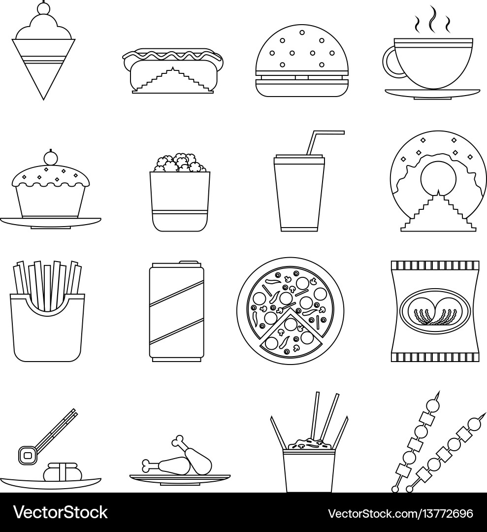 Retro Fast Food Icons Royalty Free Vector Image