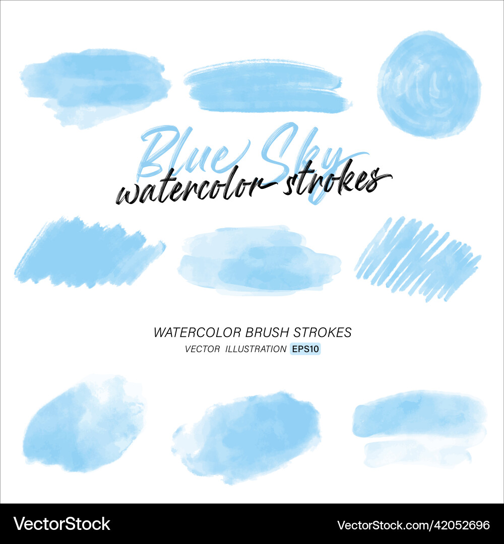 Sky blue watercolor splash and brush stroke Vector Image