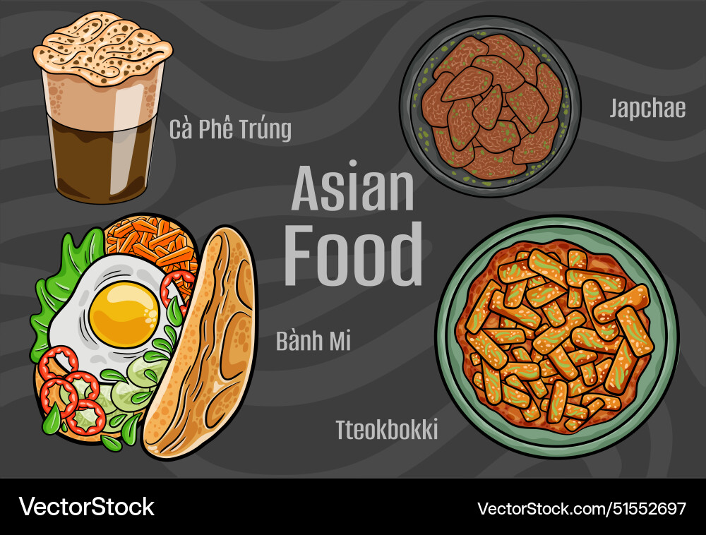 Asian food hand-drawn Royalty Free Vector Image