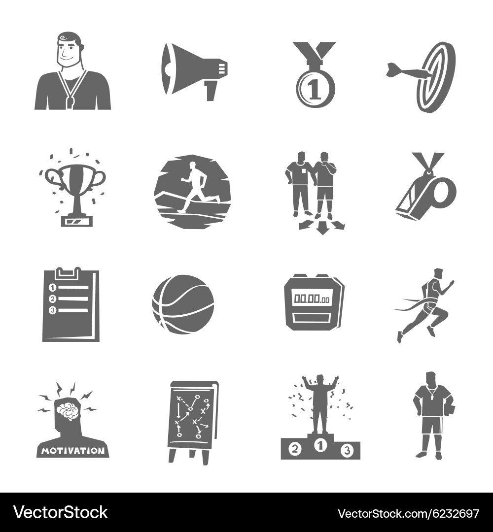 Coaching and sport icons set Royalty Free Vector Image