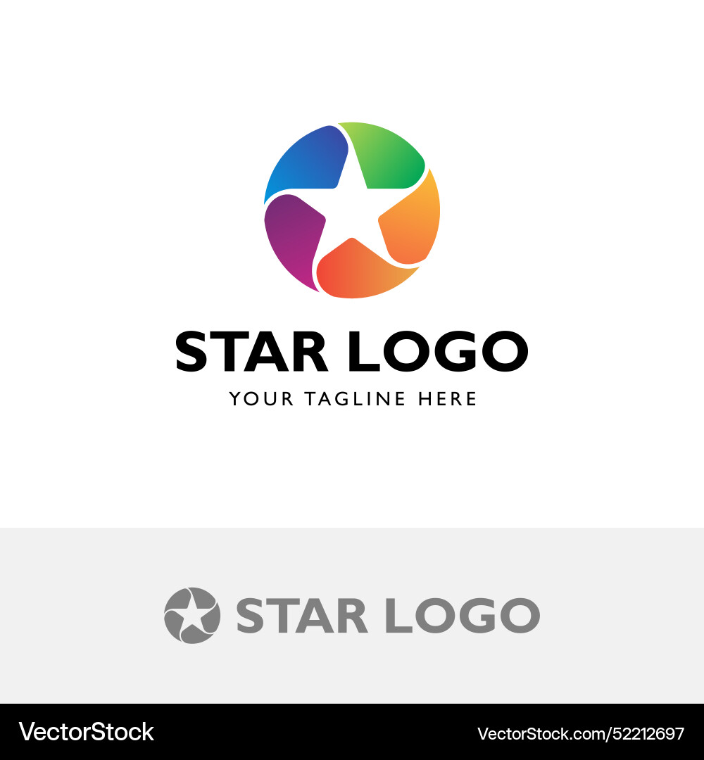 Colorful star logo in circle shape Royalty Free Vector Image