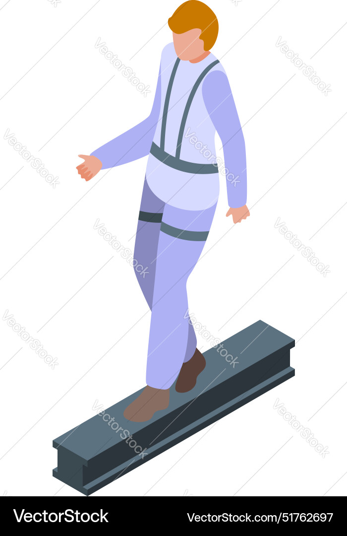 Construction worker balancing on a beam wearing Vector Image