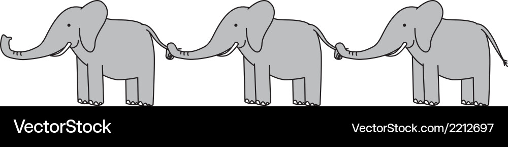 Elephants Holding Tails Cartoon