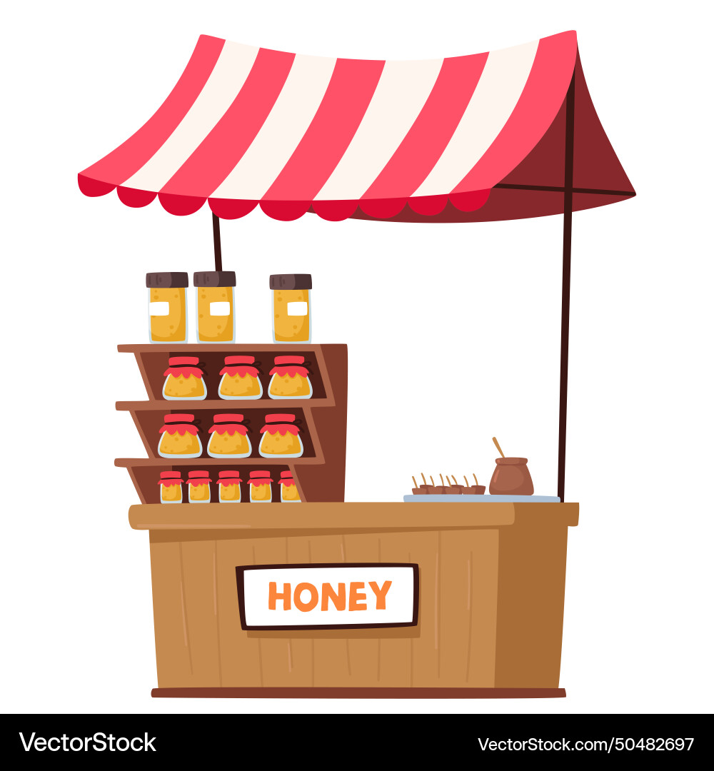 Honey farmer kiosk featuring an inviting canopy Vector Image