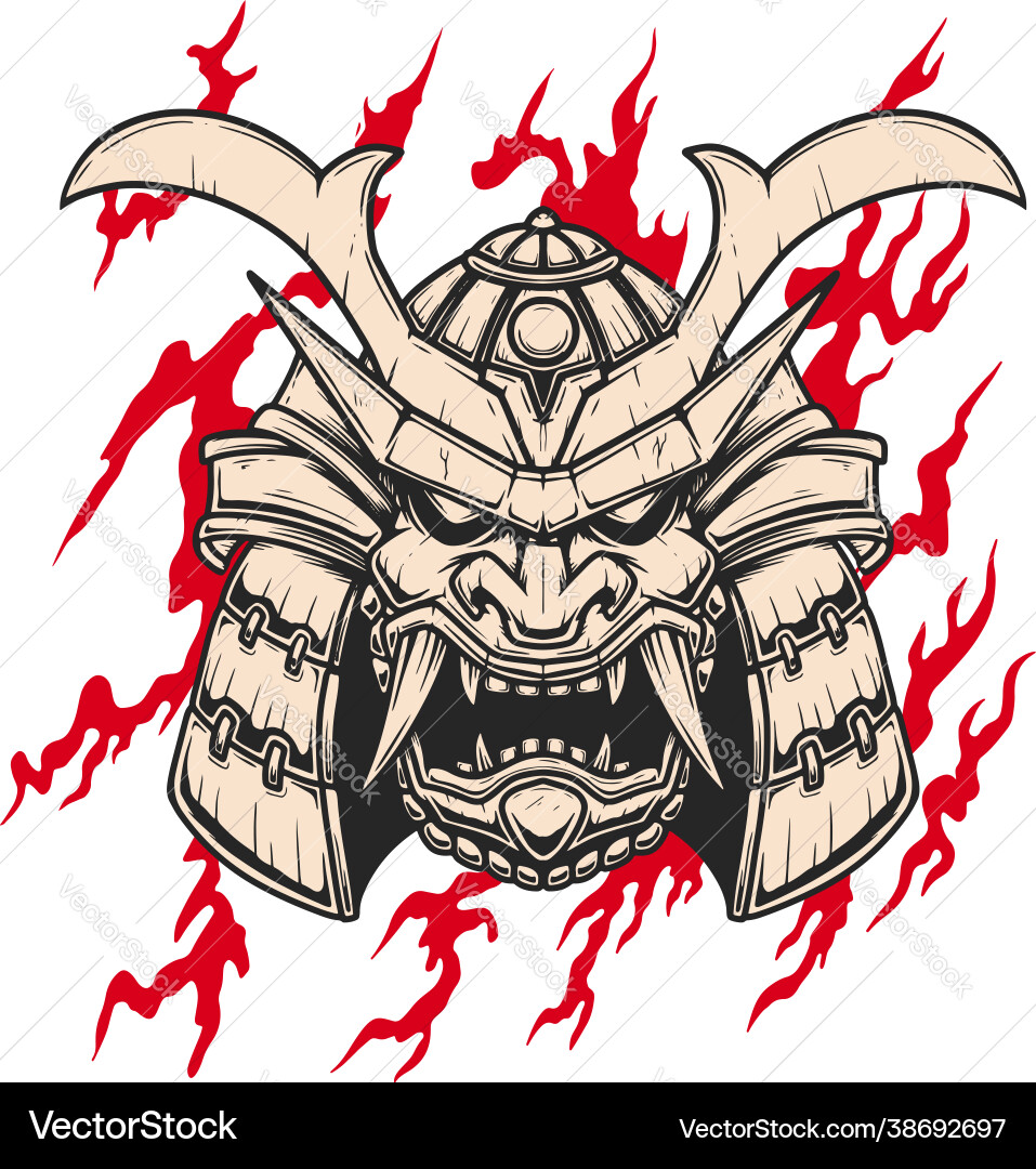 Samurai helmet design element for poster card Vector Image