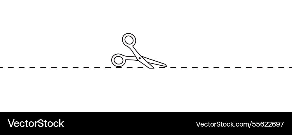 Scissor icon with dash line dot cut marks on Vector Image