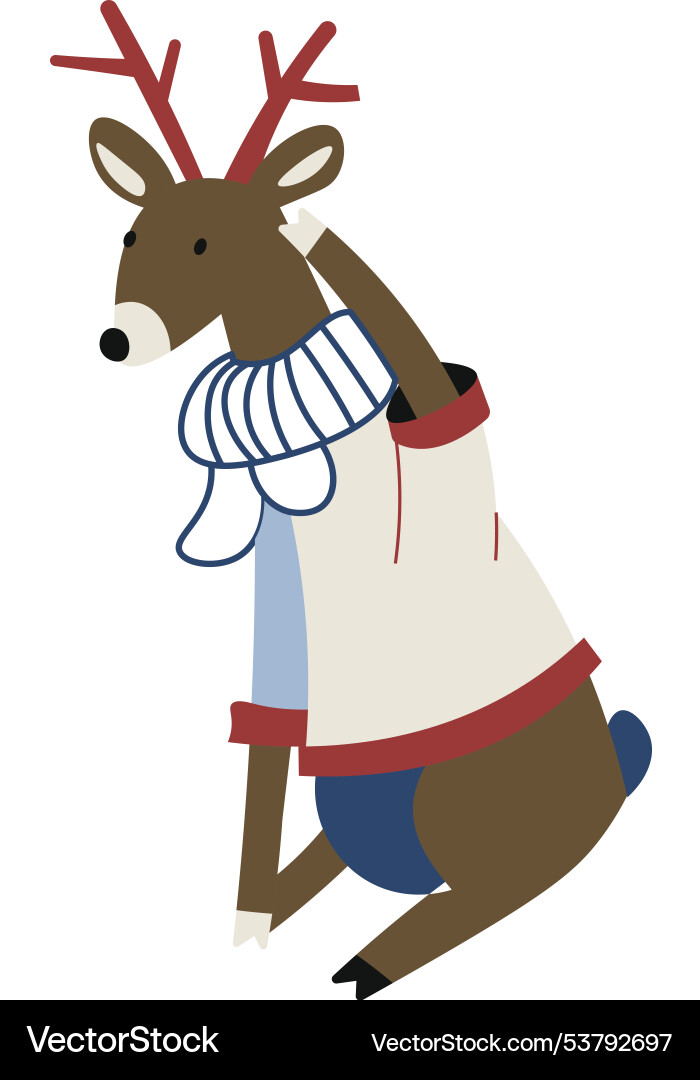 Sitting deer wearing sweater Royalty Free Vector Image