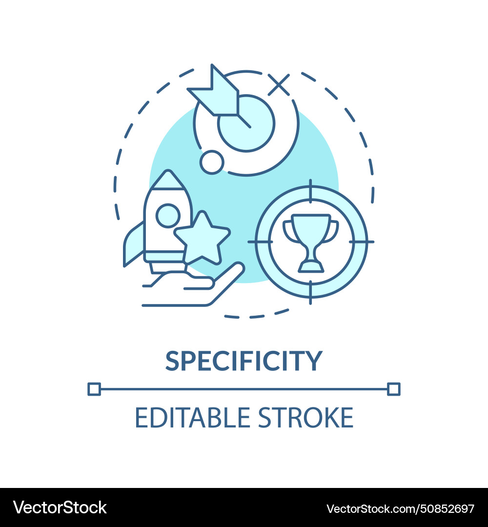 Specificity soft blue concept icon Royalty Free Vector Image