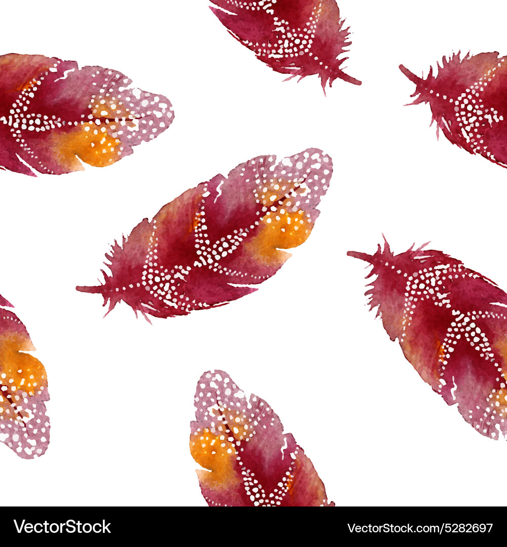 Watercolor seamless pattern with feathers Vector Image