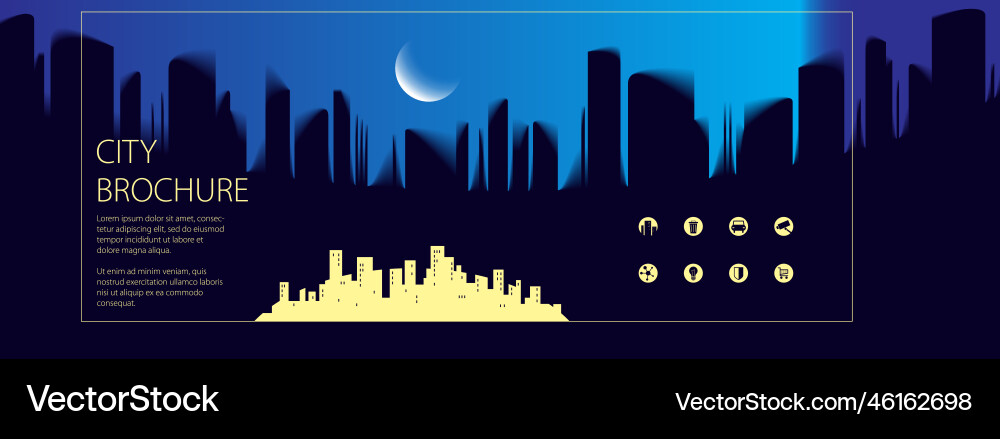 City Skyline Nightscape Royalty Free Vector Image