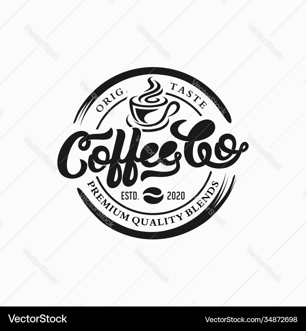Coffee shop logo design template retro Royalty Free Vector