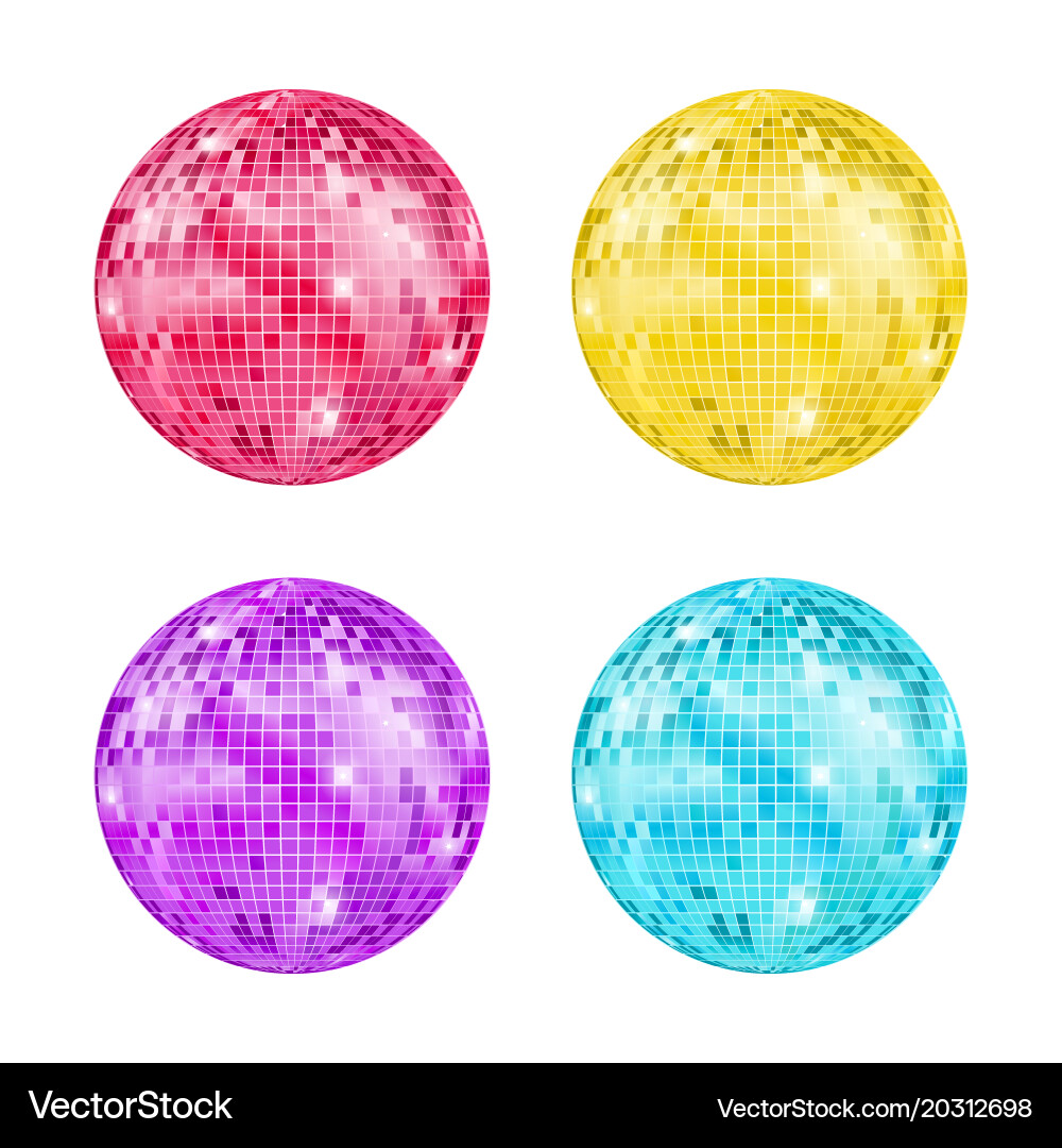 Detailed Disco Ball Set Royalty Free Vector Image