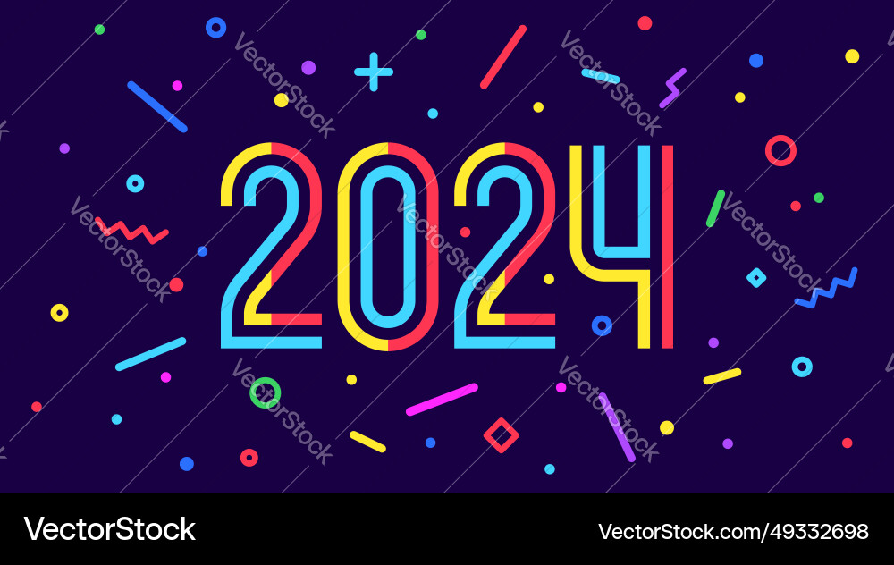 Happy New Year 2024 Confetti Royalty Free Vector Image