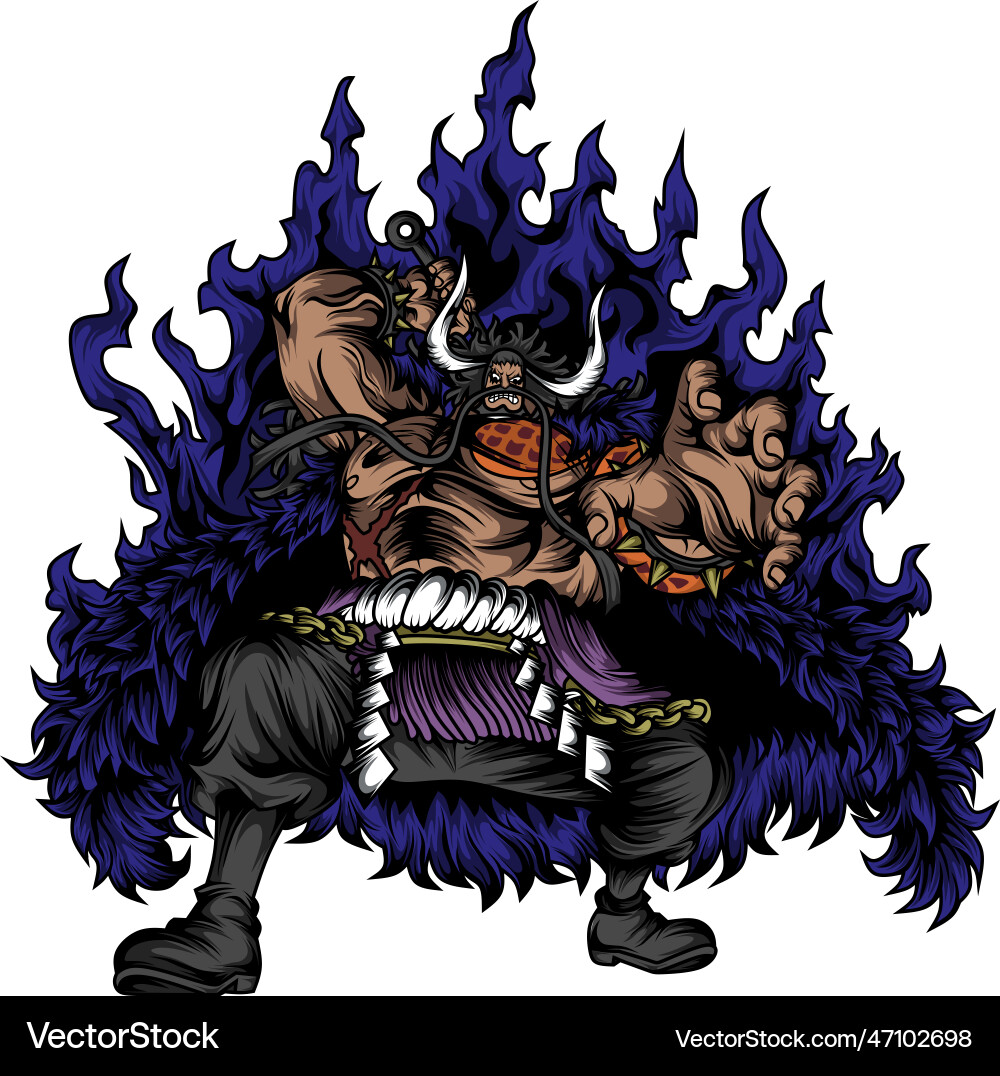 Kaido anime t-shirt design template Royalty Free Vector