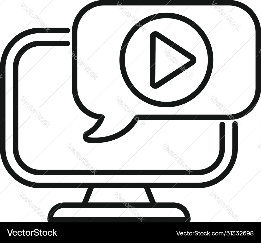Line art icon of a computer screen with chat Vector Image