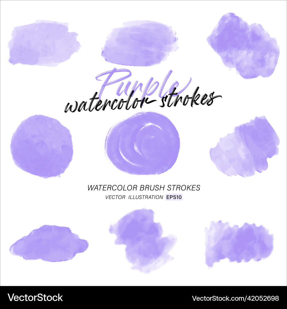 Purple watercolor splash and brush stroke clipart Vector Image