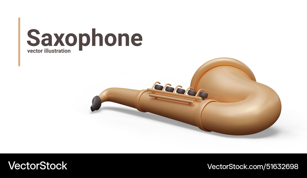 Realistic metal saxophone in lying position pause Vector Image