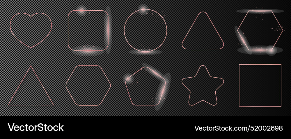 Rose gold glowing different geometric shape frame Vector Image