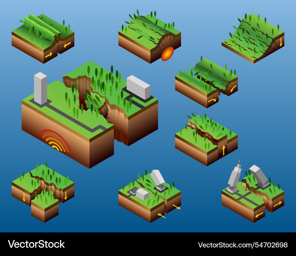 Seismic activity diagram isometric earth Vector Image