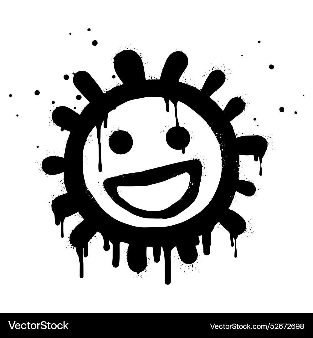 Spray painted graffiti sunshine icon Royalty Free Vector