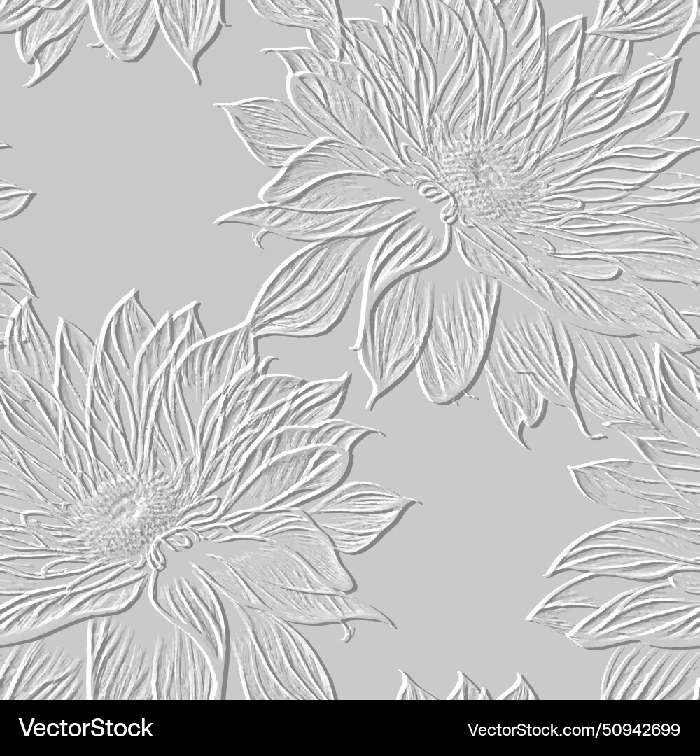 3d embossed lines floral seamless pattern Vector Image
