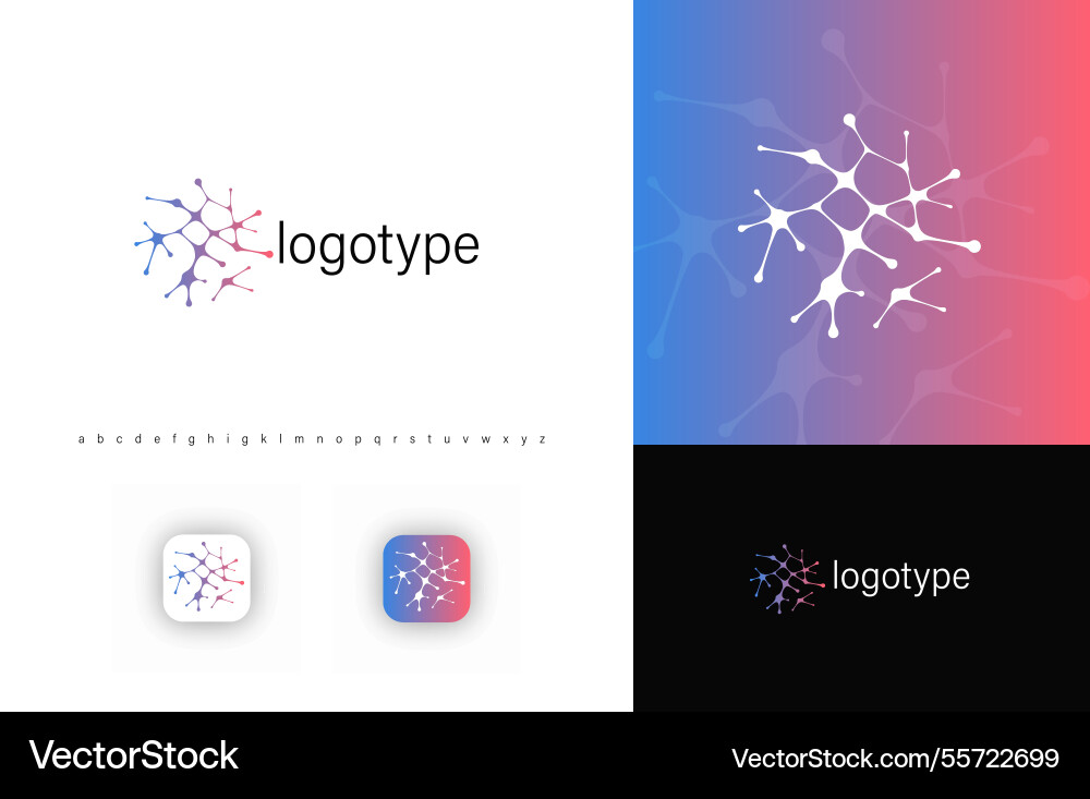 Abstract neural network logo representing Vector Image