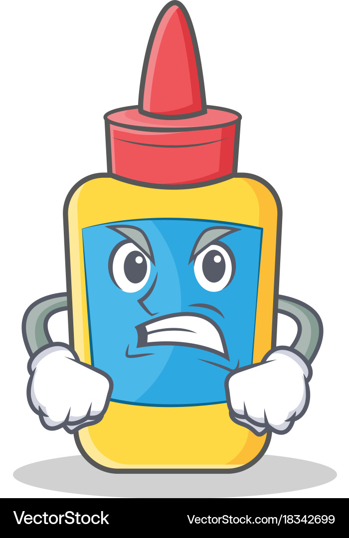 Angry glue bottle character cartoon Royalty Free Vector