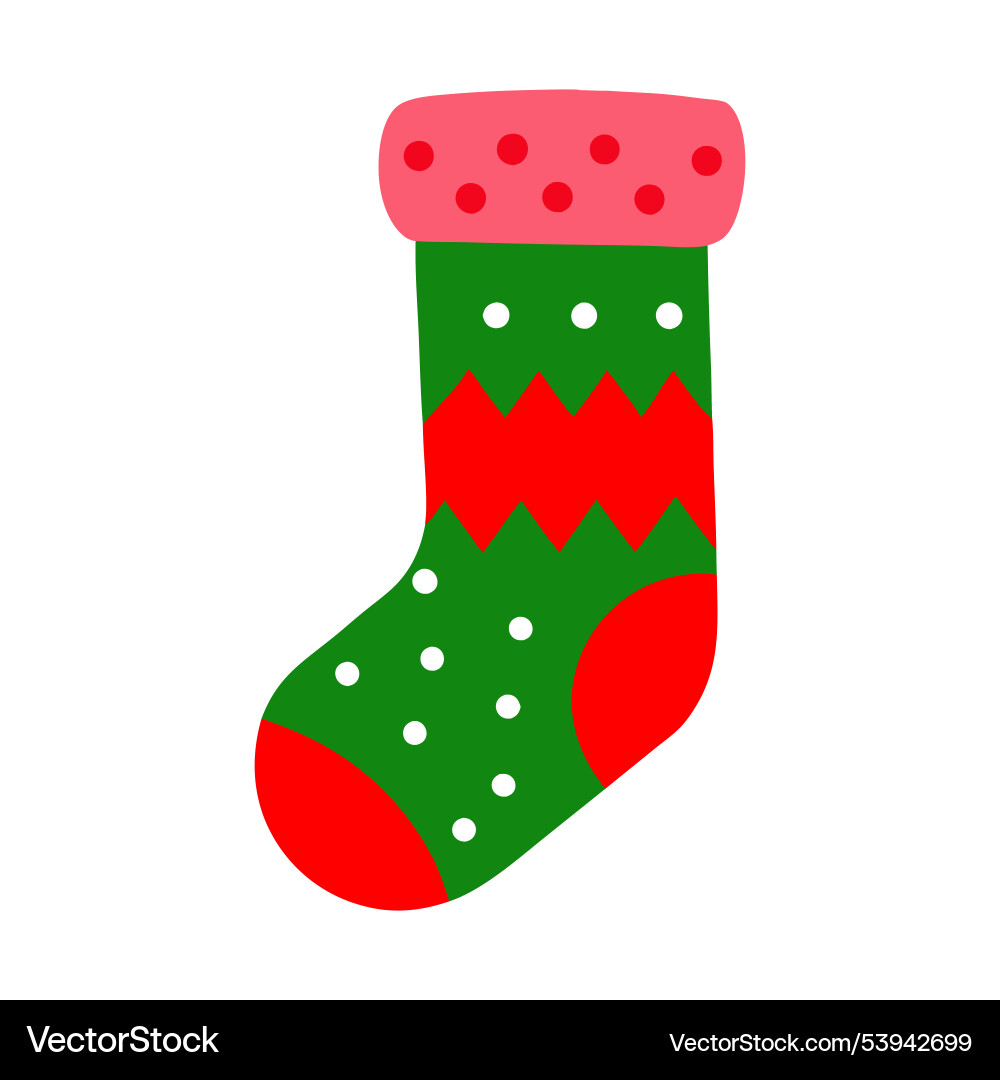 Beautiful color christmas sock Royalty Free Vector Image