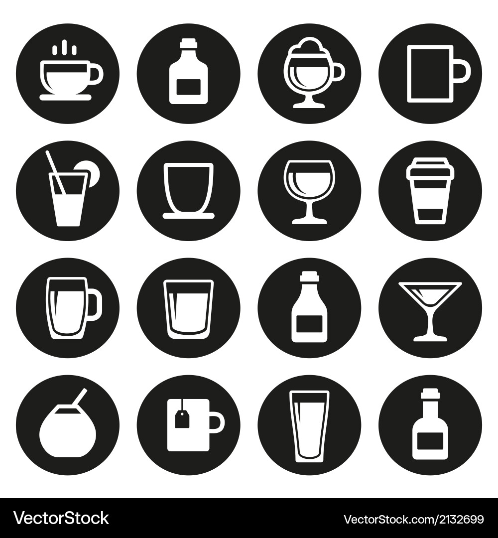 Drink and beverage icons set Royalty Free Vector Image