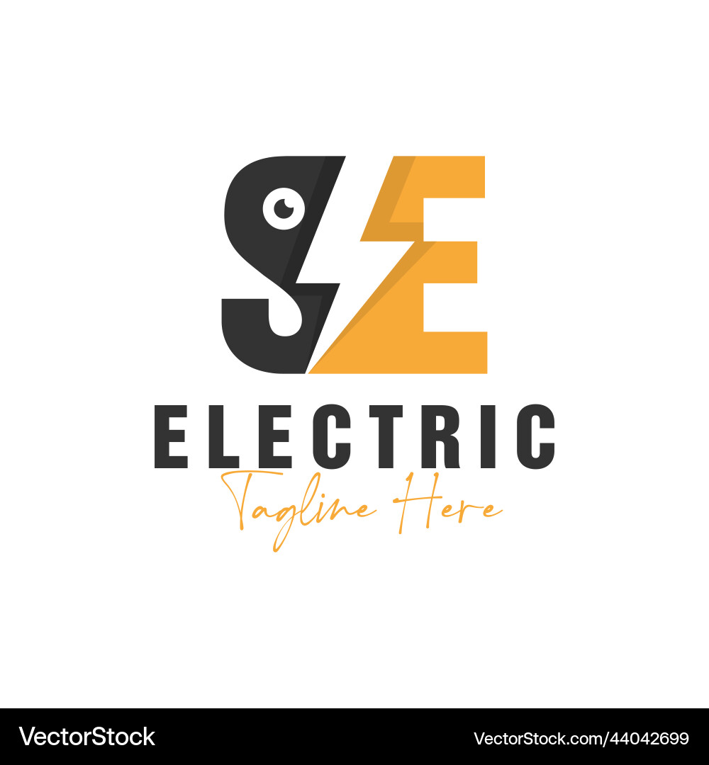 Electric flow logo with letter se Royalty Free Vector Image