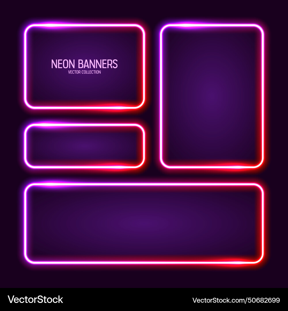Glowing neon banners illuminated colorful square Vector Image