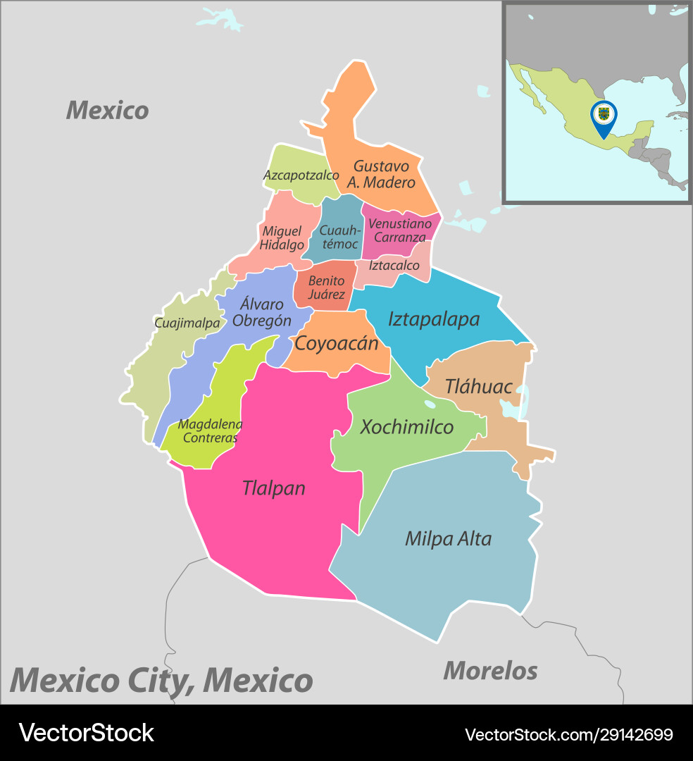 Map mexico city Royalty Free Vector Image - VectorStock