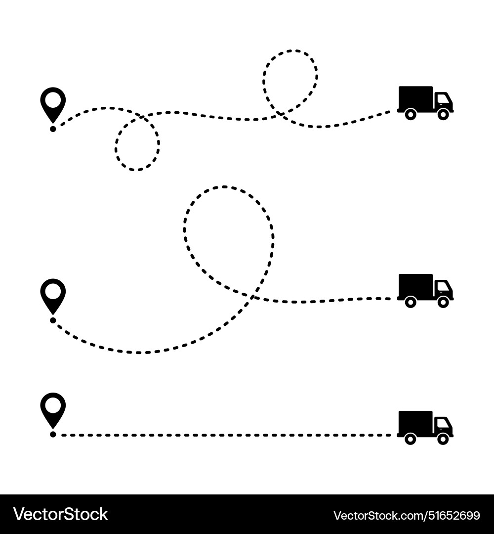 Multiple truck tracks with dotted lines Royalty Free Vector