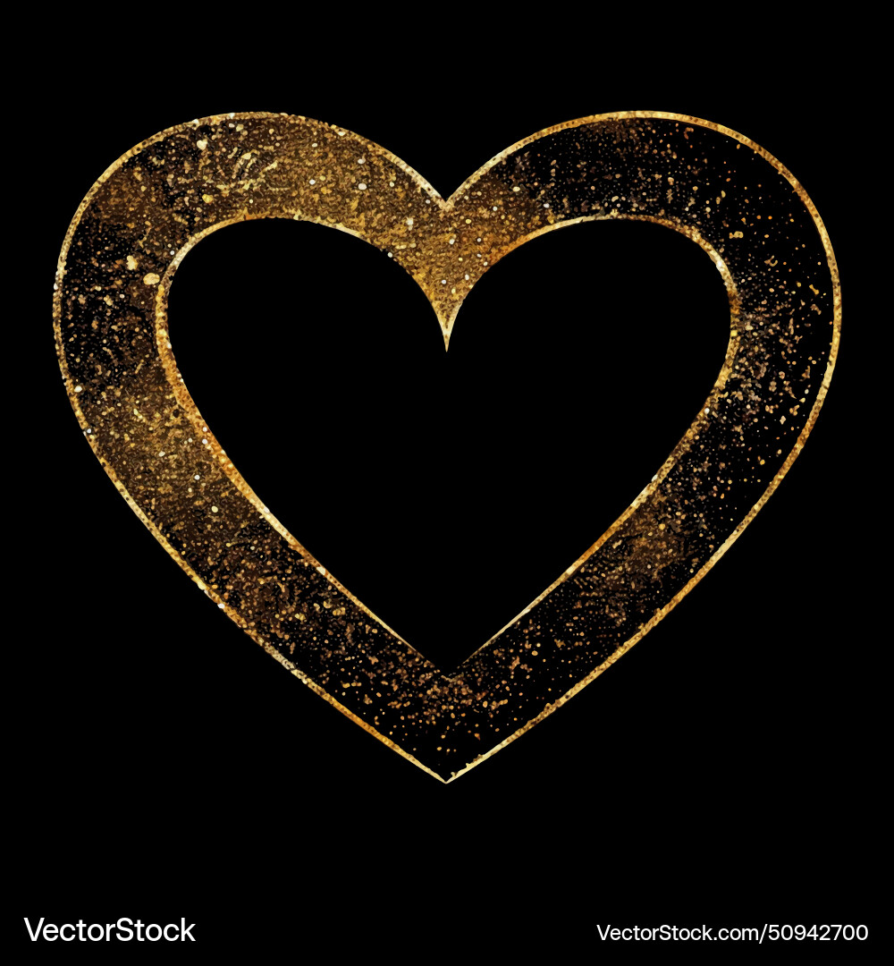 3d gold glittery beautiful love heart frame Vector Image
