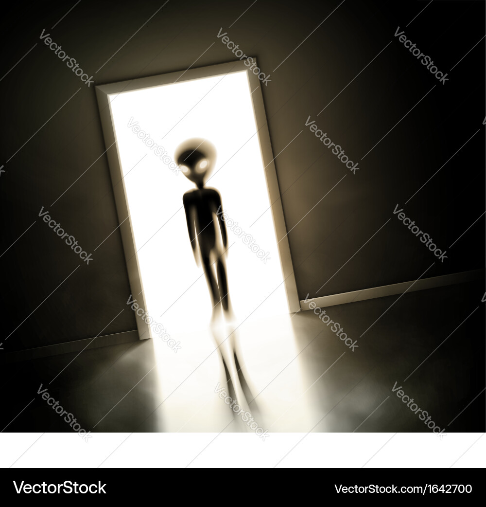 Alien at door Royalty Free Vector Image - VectorStock
